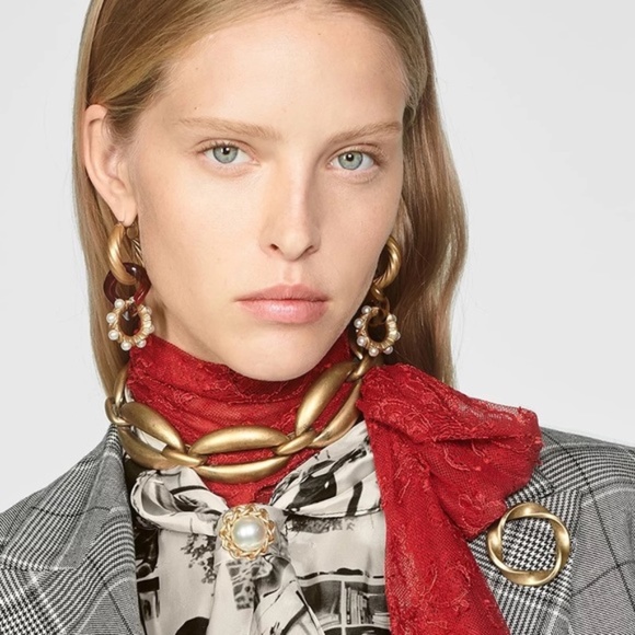 Zara | Jewelry | Zara Chunky Tortoise Pearl Antique Gold Hoops | Poshmark